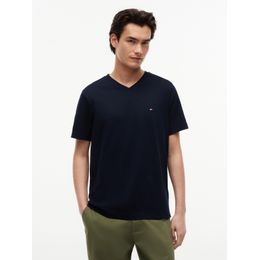 Tommy Hilfiger Herren V-Shirt "ESSENTIAL V-NECK", blau, Gr. L, Single Jersey, Obermaterial: 100% Baumwolle, Shirts, unifarben, casual, regular fit,