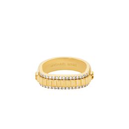 Michael Kors Damen Fingerring "Schmuck Geschenk Metall PREMIUM", 18, Metall, 6mmgelbgoldfarben, kristallwei&szlig;, Metall, Fingerringe, mit Zirkonia