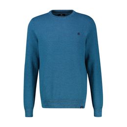 Lerros Herren Strickpulloverswedish blau, Gr. M, unifarben, Strick, Obermaterial: 100% Baumwolle, Pullover, mit Logo Stickerei