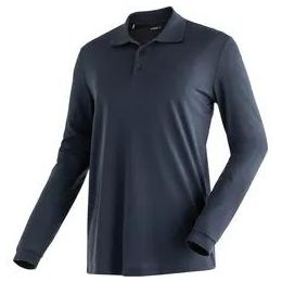 Langarm-Poloshirt Maier Sports "Ulrich L/S", Herren, Gr. XL, blau (dunkelblau), 100% Polyester, Shirts, Herren Polo langarm, leichtes Funktionsshirt, Langarmshirt, Reg. Fit