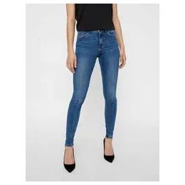 V&eacute;ro Moda Skinny-fit-Jeans VERO MODA "VMTANYA", Damen, Gr. XS, L&auml;nge 30, blau (medium, blau, denim), Denim/Jeans, Obermaterial: 69% Baumwolle, 25% Polyester, 3% Elasthan, 3% Viskose, extraeng kn&ouml;chelfrei, Jeans, mit Stretch, Topseller