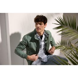ALPENBLITZ Herren Blouson "Br&uuml;gge", gr&uuml;n, Gr. L, kontrastfarbene Details, unifarben, unifarben mit Farbeinsatz, Web, Obermaterial: 65% Baumwolle, 35%
