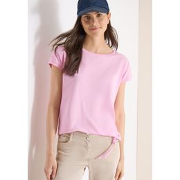 Rundhalsshirt Cecil, Damen, Gr. L (42), light blush rose, Web, 50% Baumwolle, 50% Modal, unifarben, comfort fit normal, U-Boot-Ausschnitt, abgesteppt, Shirts Rundhalsshirt, mit Raffung