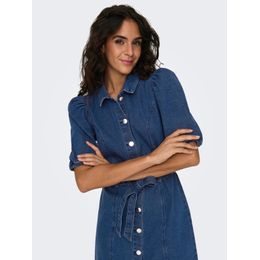 Only Damen Jeanskleid "ONLVIBBE SS BELT DNM DRESS NOOS", blau, Gr. XS, unifarben, Denim/Jeans, Obermaterial: 98% Baumwolle, 2% Elasthan, Kleider