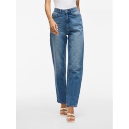 Vila Damen High-waist-Jeans "VIKELLY JAF HW STRAIGHT JEANS-NOOS", blau, Gr. 40, unifarben, Denim/Jeans, Obermaterial: 99% Baumwolle, 1% Elasthan,