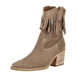 Paul Green Damen Bikerboots "Paul Green Stiefelette Veloursleder", Gr. 37, beige, Veloursleder, Schuhe
