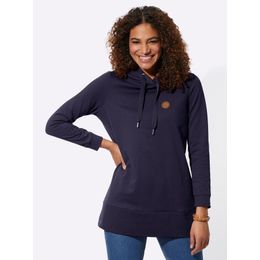 Casual Looks Damen Longsweatshirt, blau, Gr. 36, unifarben, 100% Baumwolle, Sweatshirts