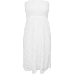 Urban Classics Damen Shirtkleid "Urban Classics Damen Ladies Laces Dress", wei&szlig;, Gr. XS, unifarben, 94% Polyamid, 6% Elasthan, Kleider