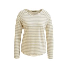 Smith & Soul SMITH & SOUL Damen Rundhalsshirt, beige, Gr. M, gestreift, Single Jersey, Material: 100% Baumwolle, Shirts, mit offenen Kanten