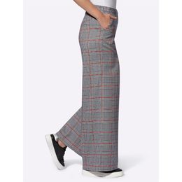 Heine Damen Webhose, rot, Gr. 42, bedruckt, gemustert, kariert, mehrfarbig, 64% Polyester, 34% Viskose, 2% Elasthan, Hosen