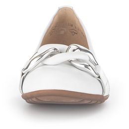 Gabor Damen Ballerina "FLORENZ", Gr. 35, wei&szlig;, Leder, Schuhe, Hochzeitsschuh, Flache Schuhe, Slipper mit eleganter Zierkette
