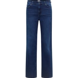 Mustang Damen Weite Jeans "Damen Style Madison Wide"682 mittelblau, Gr. 33, unifarben, Denim/Jeans, 78% Baumwolle, 10% Lyocell, 9% Elastomultiester,