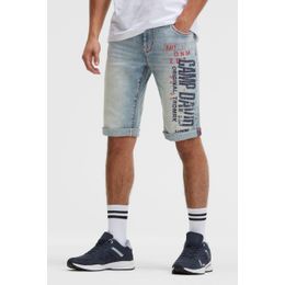CAMP DAVID Herren Jeansshorts, blau, Gr. 40, bedruckt, Denim/Jeans, Material: 98% Baumwolle, 2% Elasthan, Jeans, mit normaler Leibh&ouml;he