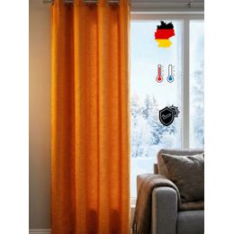 Vorhang WIRTH, B:131cm H:145cm, orange, Chenille, Polyacryl, Wohnzimmer, Gardinen, "Trondheim B"