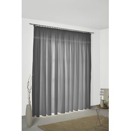 Vorhang WIRTH, B:150cm H:225cm, grau, Jacquard, Baumwolle, Leinen, Modal, Wohnzimmer, Gardinen, "Wiessee"