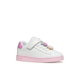 Geox Damen Sneaker "J ECLYPER GIRL", Gr. 32wei&szlig;, pink, Lederimitat, Textil, Schuhe, Slipper mit Kontrastbesatz, Gr&ouml;&szlig;enschablone zum Download
