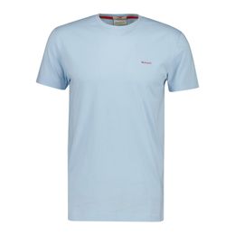 Gant Herren T-Shirt "CONTRAST LOGO"fresh blau, Gr. XXL, unifarben, Web, Obermaterial: 100% Baumwolle, Shirts, Regular fit mit Rundhalsausschnitt
