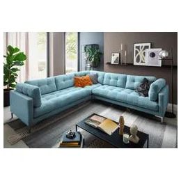 Wohnlandschaft TRENDS BY HG "Landau U-Form", blau (mittelblau), B:265cm H:75cm T:265cm, Sofas, Wohnlandschaft, in Cord-Stoff mit Metallfu&szlig;
