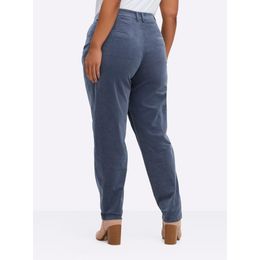 sheego Damen Chinohose, blau, Gr. 48, unifarben, 98% Baumwolle, 2% Elasthan, Hosen