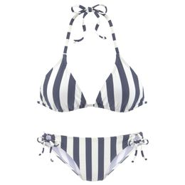Venice Beach Damen Triangel-Bikini, blau, Gr. 40, gestreift, Recycling-Polyester, Bikini-Sets, mit gewebten Streifen