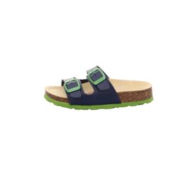 Superfit M&auml;dchen Pantolette "WMS: mittel", Gr. 28, blau, Lederimitat, unifarben, Schuhe, Schlappen, Hausschuh mit Schnallen, Gr&ouml;&szlig;enschablone zum