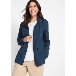 bonprix Damen Allwetterjacke, blau, Gr. 42, unifarben, Web, Obermaterial: 100% Polyamid, Jacken, sportlicher Stil, leichter Parka mit Kapuze, mit