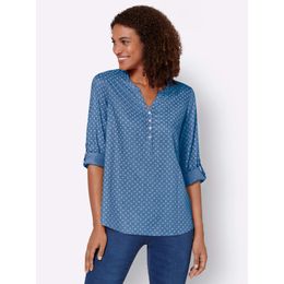 Casual Looks Damen Schlupfbluse, blau, Gr. 36, gemustert, mehrfarbig, 100% Viskose, Blusen