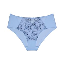 Triumph Damen Maxislip "Wild Iris Florale", Gr. 48, blau, Microtouch, Obermaterial: 86% Polyamid, 14% Elasthan, Unterhosen, mehrfarbige Stickerei,