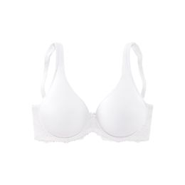 Lascana Damen T-Shirt-BH, Gr. 75, wei&szlig;, Spitze, Obermaterial: 89% Polyamid (TACTEL), 11% Elasthan (LYCRA), BHs, mit blumiger Spitze und seidiger
