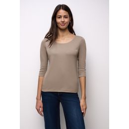 Street One Damen 3/4-Arm-Shirtlight terra mocha, Gr. 46, unifarben, Web, 50% Modal, 50% Baumwolle, Shirts, mit Rundhalsausschnitt