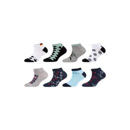 Camano M&auml;dchen Sneakersocken "Sneakersocken motiv 8er Pack", Gr. 31schwarz mix, 68% Baumwolle, 31% Polyamid, 1% Elasthan, gemustert, Socken