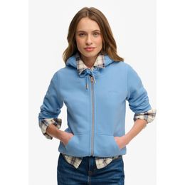 Superdry Damen Kapuzensweatjacke "Essential Logo Ziphood Hb", blau, Gr. XL, unifarben, Sweatware, Obermaterial: 70% Baumwolle, 30% Polyester,
