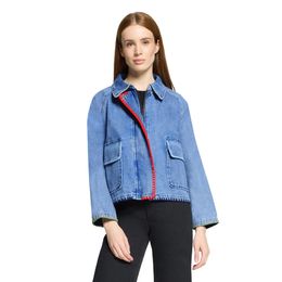 AMBER & JUNE AMBER & JUNE Damen Jeansjacke "Damen mit aufgesetzten Taschen"middle blau melange, Gr. 44, Web, Obermaterial: 100% Baumwolle, Jacken