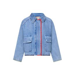 AMBER & JUNE AMBER & JUNE Damen Jeansjacke "Damen mit aufgesetzten Taschen"middle blau melange, Gr. 34, Web, Obermaterial: 100% Baumwolle, Jacken
