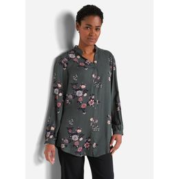 bonprix Damen Longbluse, gr&uuml;n, Gr. 48, Obermaterial: 100% Viskose, Blusen, lockere Passform, aus Viskose, flie&szlig;ender Stoff, Casual Stil