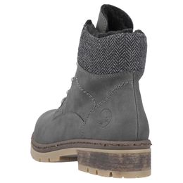Rieker Damen Winterstiefelette, Gr. 36, grau, Lederimitat, Textil, Schuhe, Schn&uuml;rboots, Stiefelette, Blockabsatz, mit Innen-Rei&szlig;verschluss
