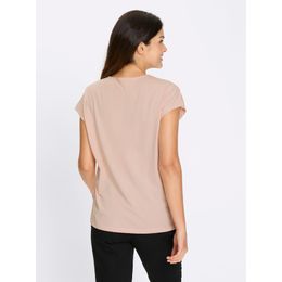 Classic Basics Damen Kurzarmshirt "Kurzarm-Shirt", beige, Gr. 44, bedruckt, gemustert, mehrfarbig, 100% Baumwolle, Shirts