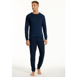 Herren Schlafanzug "Uncover Nightwear", uncover by Schiesser, Gr. 56, blau, Single Jersey, Obermaterial: 100% Baumwolle, Homewear-Sets, Langarm,