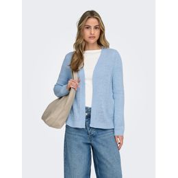 Only Damen Strickjacke "ONLGEENA LS OPEN CARDIGAN KNT", blau, Gr. S, unifarben, Strick, Obermaterial: 65% Polyacryl, 35% Polyamid, Strickjacken