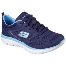 Skechers Damen Sneaker "SUMMITS-SUITED", Gr. 40, blau, Leder, Mesh, Schuhe, Freizeitschuh, Trainingsschuh, Schn&uuml;rschuh mit weicher Polsterung