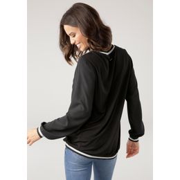 Laura Scott Damen Schlupfbluse, schwarz, Gr. 34, clean, kontrastfarbene Details, unifarben, Cr&ecirc;pe, Obermaterial: 100% Polyester. R&uuml;ckseite: 95%