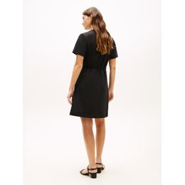 Tommy Hilfiger Damen Shirtkleid "INTERLOCK T-SHIRT SHORT SLEEVE DRESS"schwarz, Gr. XS, unifarben, Jersey, Obermaterial: 100% Baumwolle, Kleider, mit