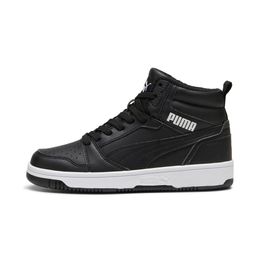 Puma M&auml;dchen Winterboots "REBOUND V6 MID WTR JR", Gr. 35,5, schwarz-wei&szlig;, Synthetik, Schuhe, gef&uuml;ttert