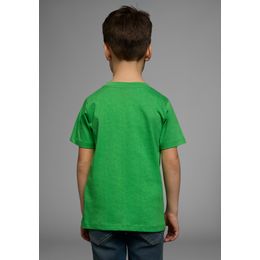 Kidsworld Jungen T-Shirt "Feuerwehr-Druck: PLATZ DA", gr&uuml;n, Gr. 104, bedruckt, Single Jersey, Obermaterial: 100% Baumwolle, Shirts, Kurzarm, basic