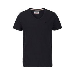 Tommy Jeans Herren T-Shirt "TJM ORIGINAL JERSEY V NECK", schwarz, Basic, Gr. L, unifarben, Single Jersey, Obermaterial: 100% Baumwolle, Shirts, mit