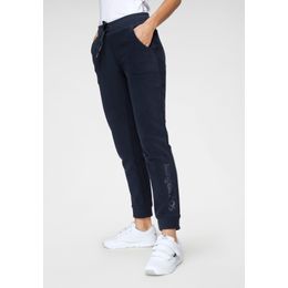 Kangaroos Damen Fleecehose, blau, Gr. 40, bedruckt, unifarben, Fleece, Obermaterial: 100% Polyester, Hosen, mit Eingrifftaschen und Tunnelzug