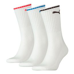 Puma Herren Sportsocken "Puma UNISEX STRIPED CREW SOCK", Gr. 39, wei&szlig;, Baumwollmischung, Socken, Komfort-Bund, Frottee-Polsterung, flache Zehennaht