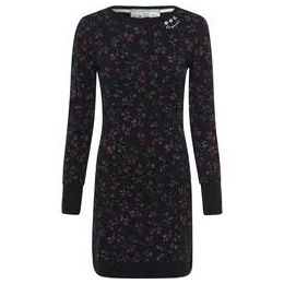 Sweatkleid Ragwear "MENITA O", Damen, Gr. S (36), N-Gr, schwarz (schwarz 1010), Sweatware, Obermaterial: 100% Baumwolle, bedruckt, gebl&uuml;mt, gemustert, kontrastfarbene Details, mehrfarbig, figurbetont, Rundhals, Rippb&uuml;ndchen, Kleider Sweatkleid, im Mille-Fleur All Over-Print