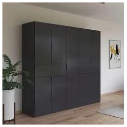 Dreht&uuml;renschrank Rauch "Kleiderschrank Schrank Garderobe W&auml;scheschrank TICAO", grau (graumetallic), B:226cm H:210cm T:54cm, Holzwerkstoff, Schr&auml;nke, Dreht&uuml;renschrank, mit 2 ger&auml;umigen Schubladen, viel Stauraum MADE IN GERMANY