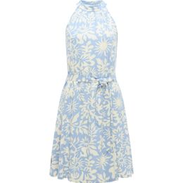 Ragwear Damen A-Linien-Kleid "Angylee Print YOUMODO", blau, Gr. XXL, Material: 100% Viskose, Kleider, Leichtes Sommerkleid mit Bindeg&uuml;rtel